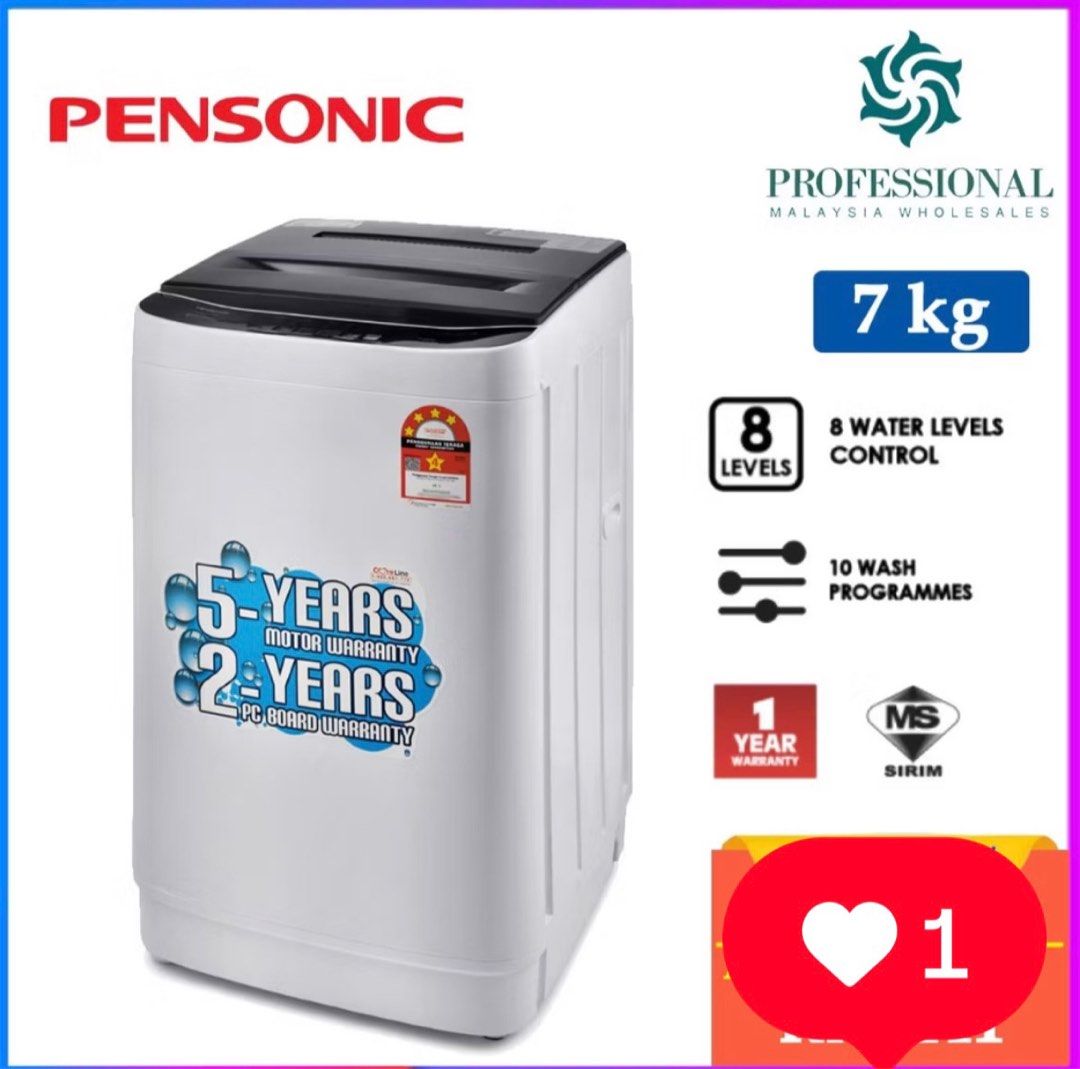 pensonic washing machine 7kg, TV & Home Appliances, Washing Machines ...