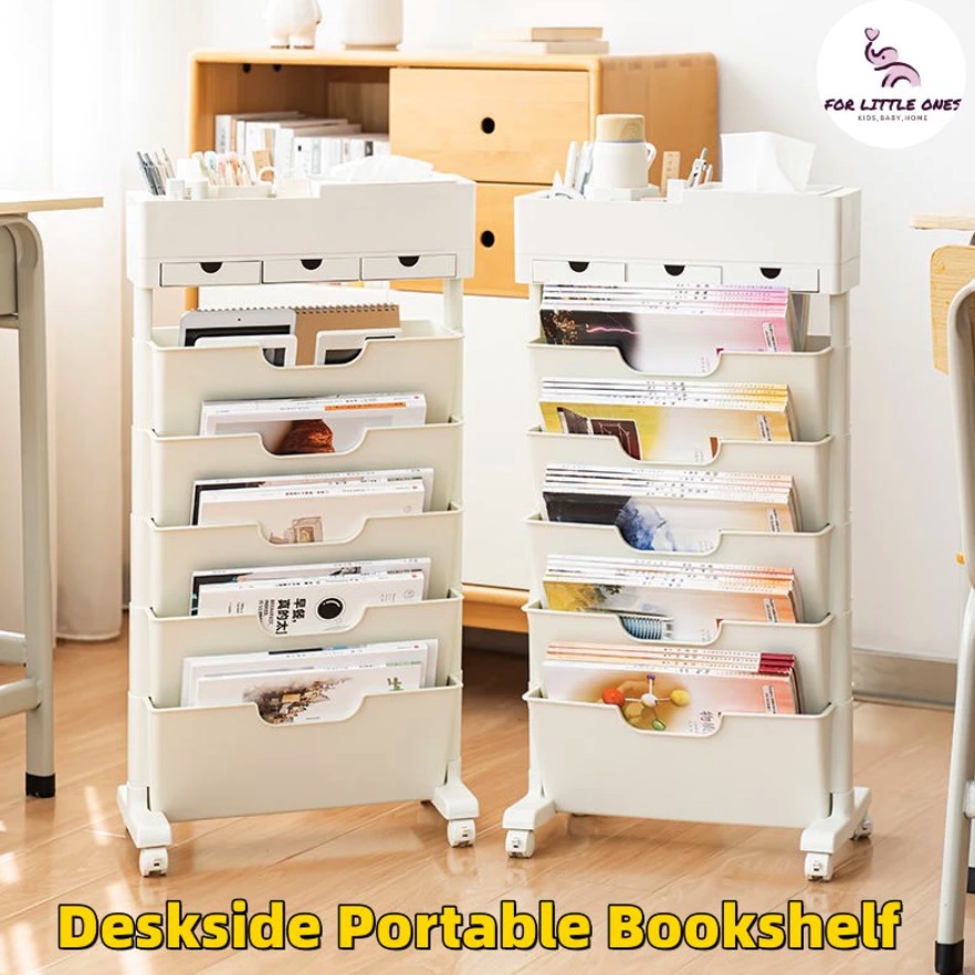 Portable Bookshelf Organizer | Rolling Book Storage Rack | Multi Layer ...