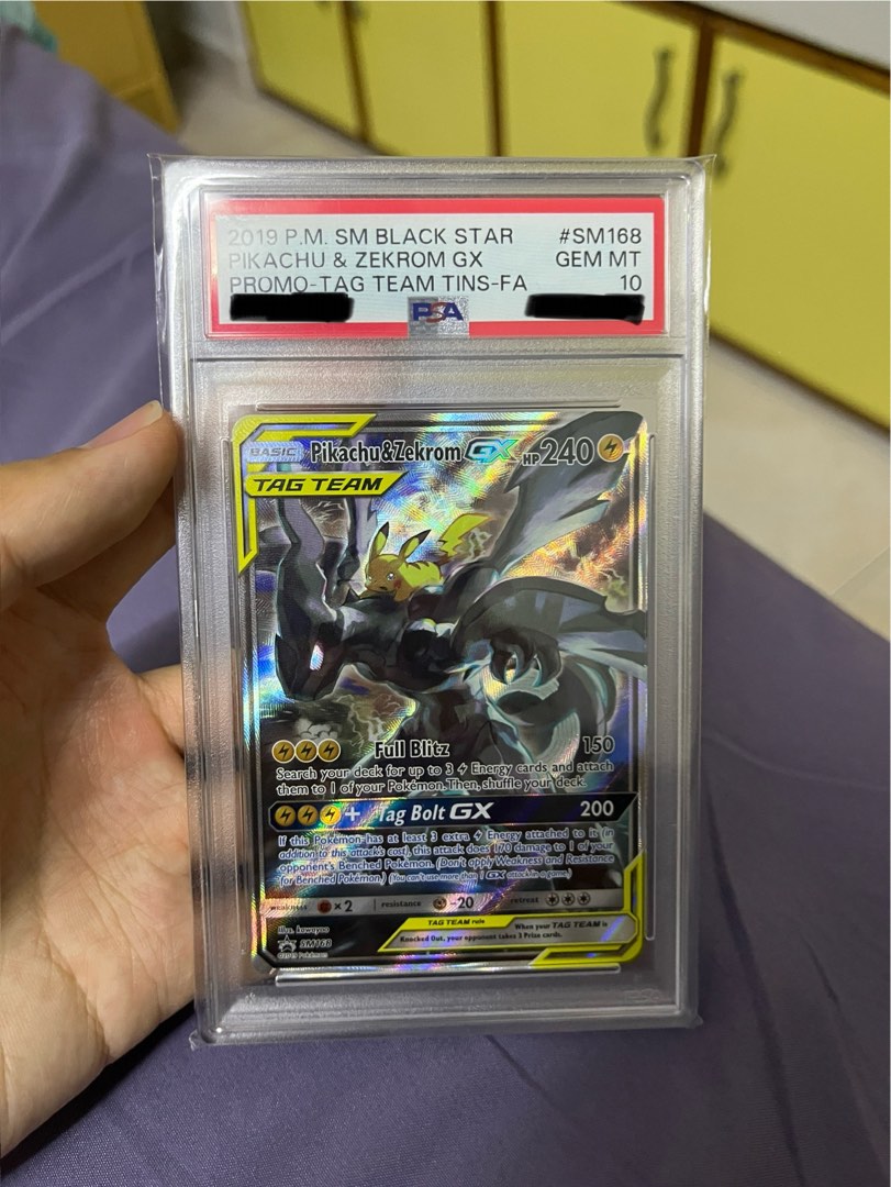 PSA 10 - Pikachu & Zekrom Tag Team GX SM168 Alternate Full Art Holo Promo Pokemon Card, Hobbies ...