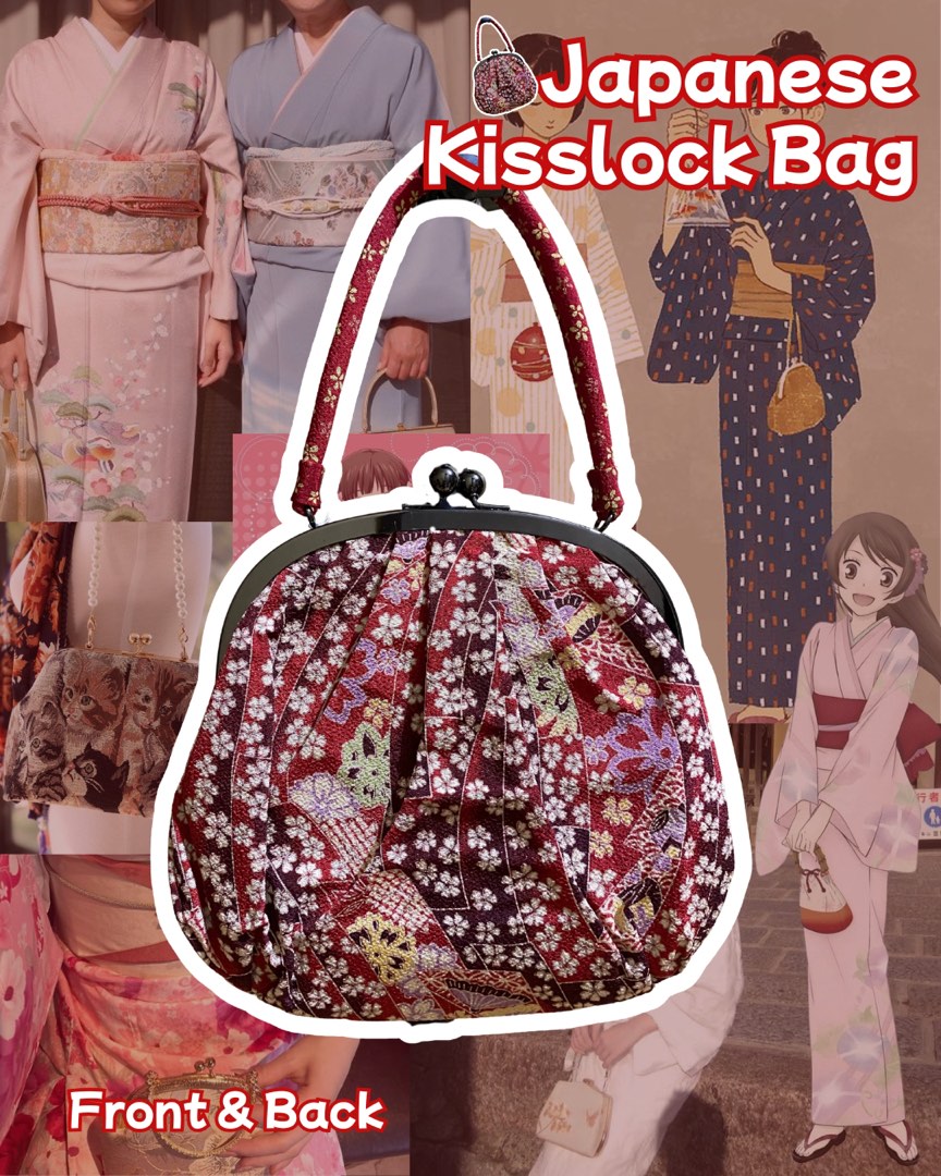 Red Sakura Japanese Kiss lock Bag Good for cosplay from japan po ito ...