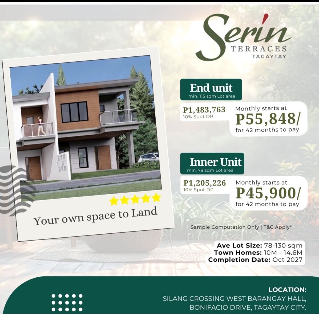 Serin Terraces Tagaytay 3 bedroom townhouse for sale, Property, For ...