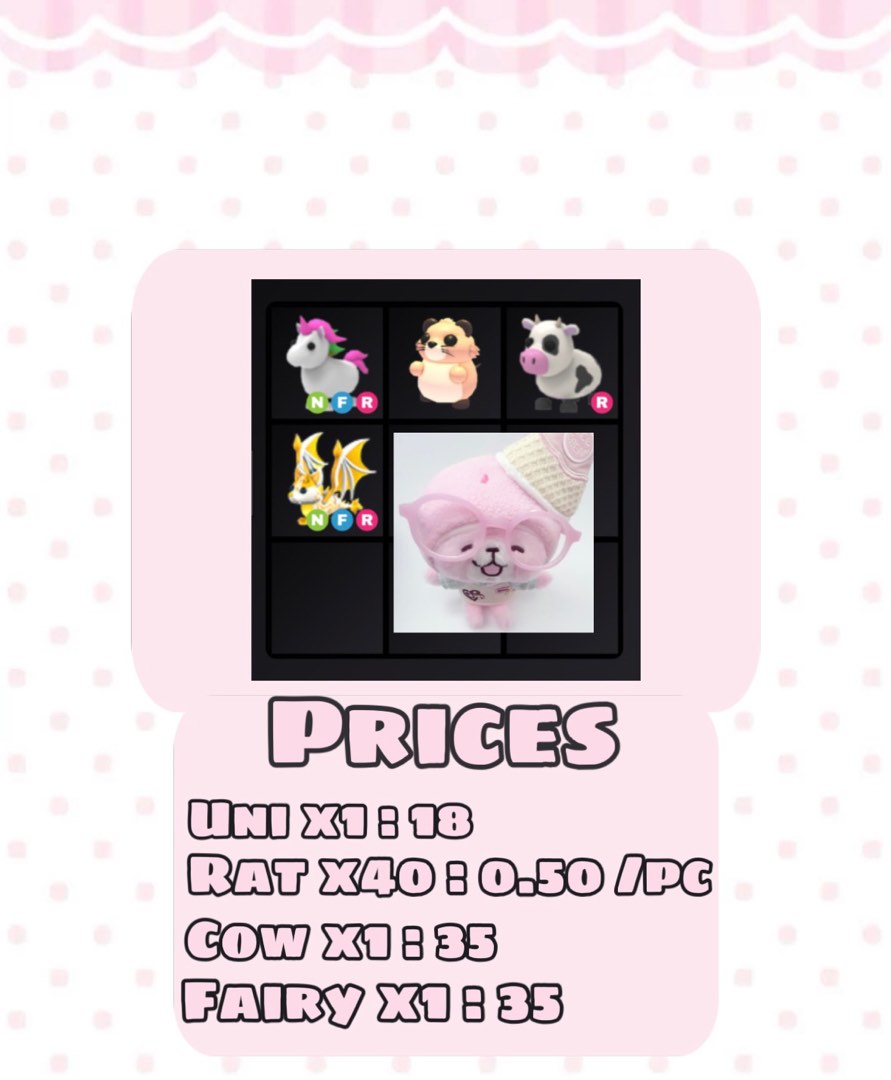 Adopt me pets for sale! Fairy bat, cow, unicorn and muskrat!, Video ...