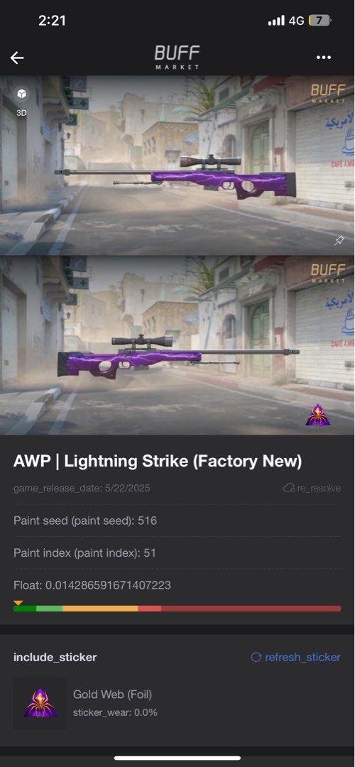 BUFF - AWP Lightning Strike FN (FV 0.01), Video Gaming, Gaming ...