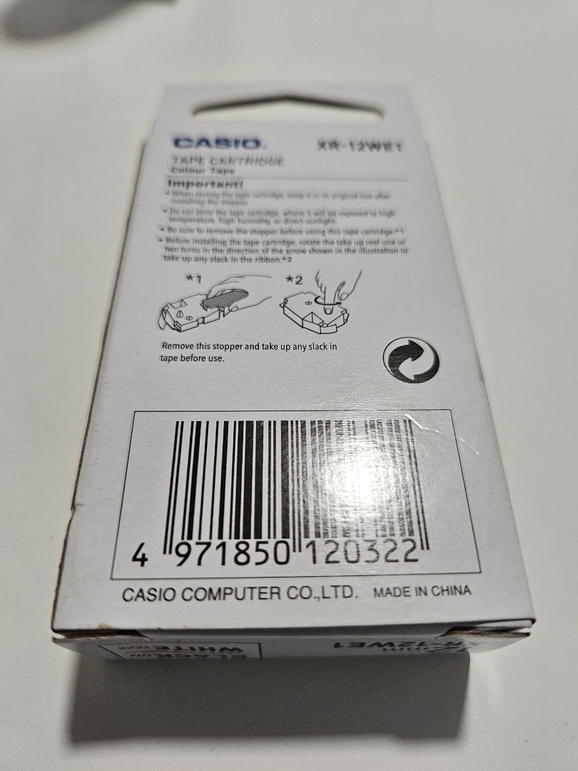 Casio XR-12WE1 Black on White Label Tape, Computers & Tech, Printers ...