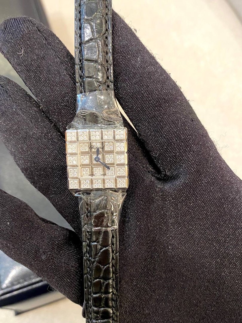 CHOPARD ICE CUBE FULL DIAMOND FACTORY DIAMOND 18K 750 WHITE GOLD 26MM ...