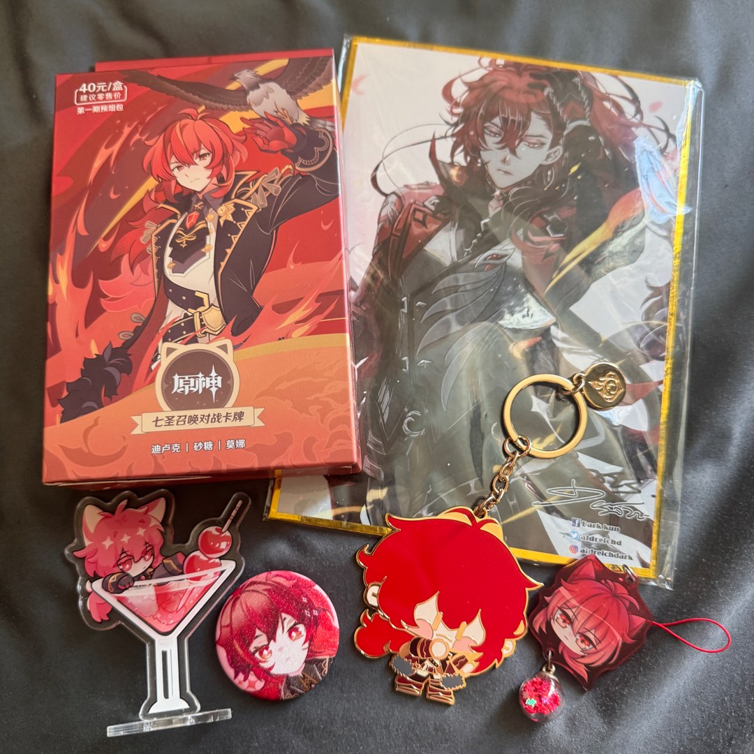 [Clearance SET] Genshin TCG Pack and Diluc Merchs, Hobbies & Toys, Toys ...