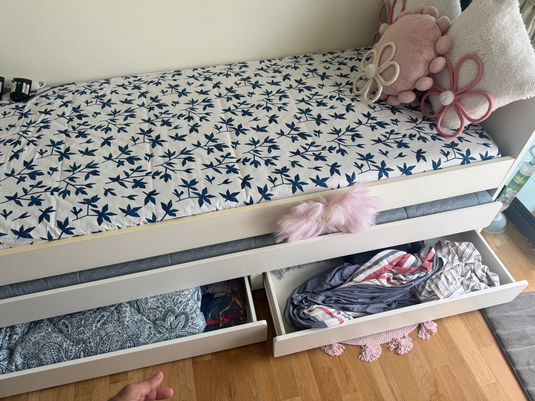 IKEA SLAKT Bed frame with underbed and storage, Furniture & Home Living ...