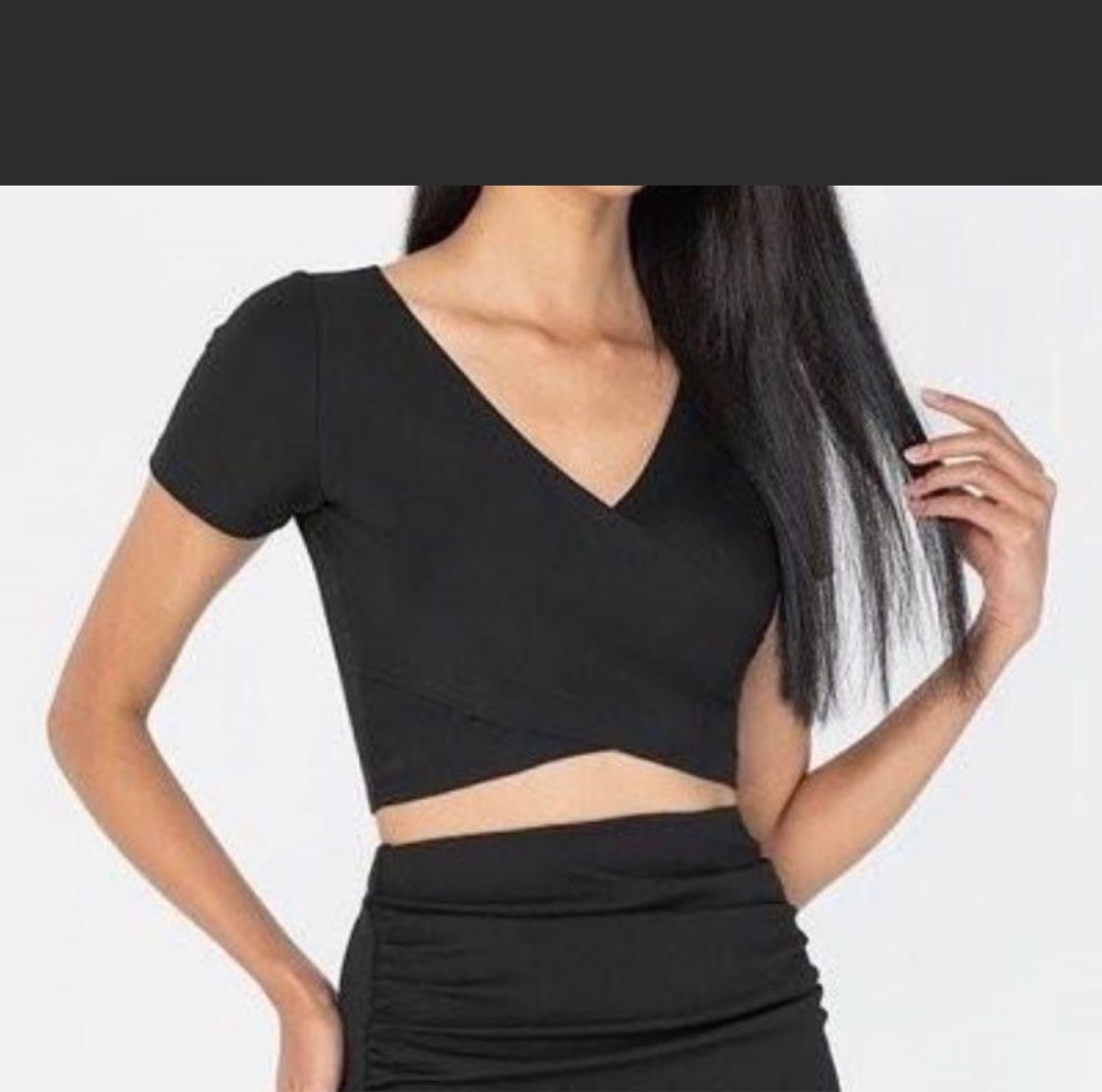 Lovet wynnie black criss cross wrap top, Women's Fashion, Tops ...