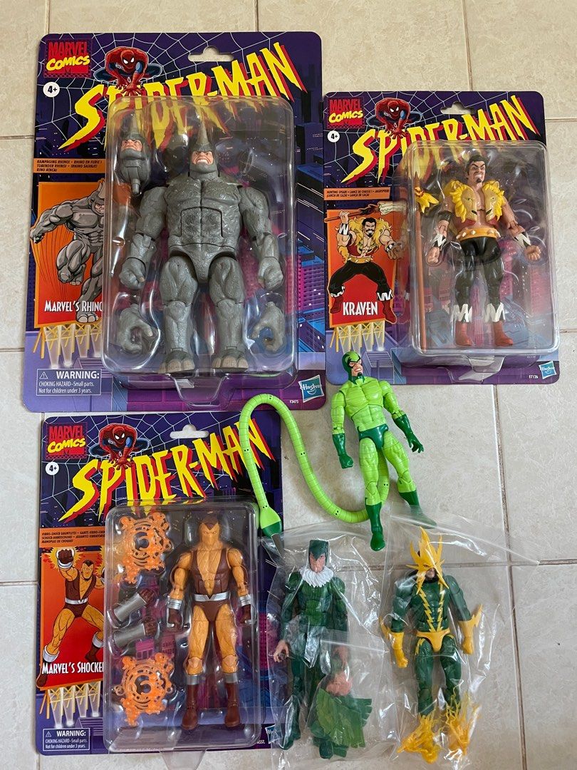 Marvel legends Retro Animated Spiderman Electro Kraven Scorpion Vulture Rhino Shocker Sinister ...