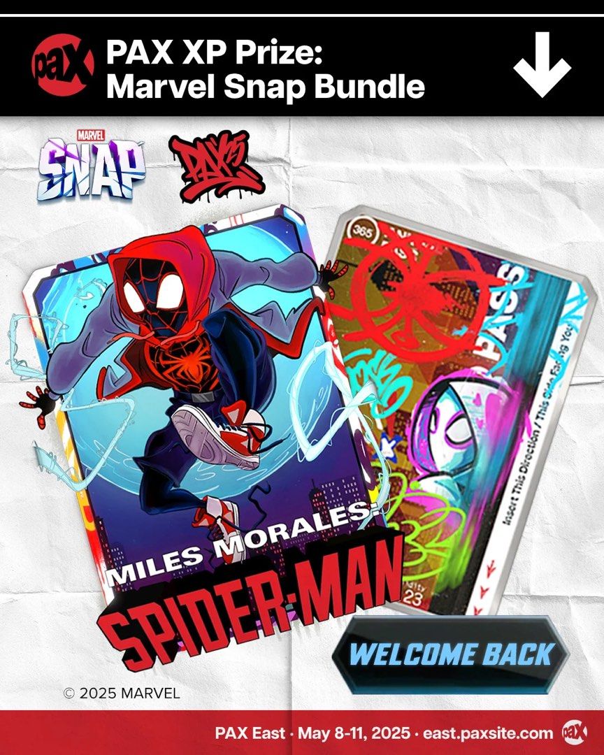 Marvel Snap PAX East 2025 Welcome Back Bundle Code – Miles Morales Penny Arcade Variant, Video ...