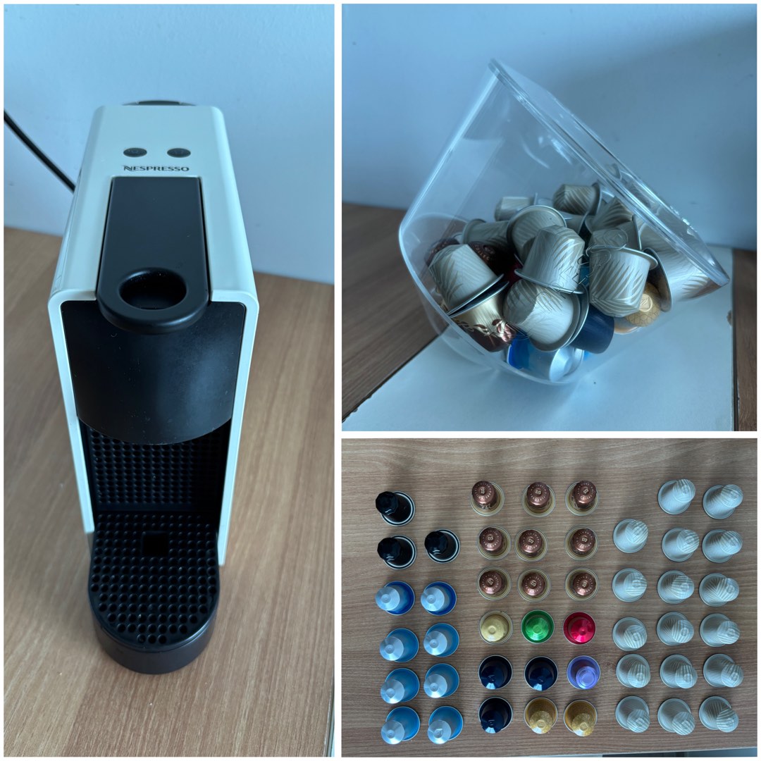 Nespresso Essenza Mini Coffee Machine + 45 Capsules + Capsule Dispenser ...