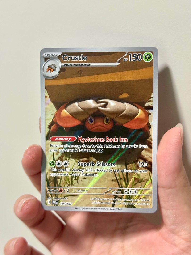 Pokemon Card Destined Rivals IR Crustle 186/182, Hobbies & Toys, Toys ...