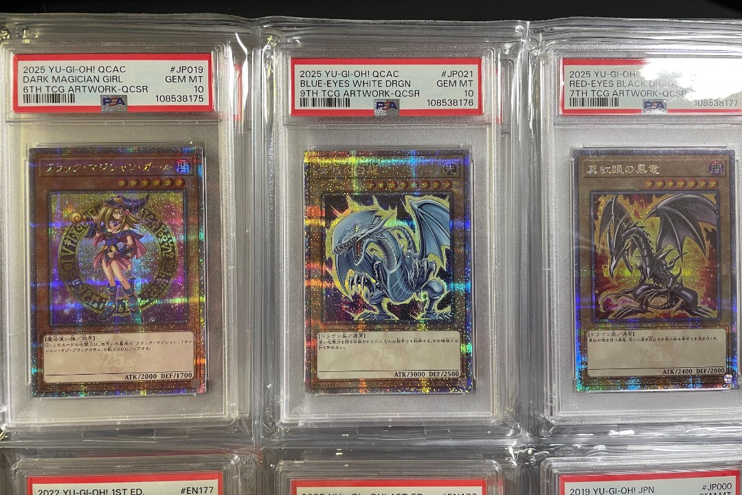 [PSA10] Yugioh Japanese QCAC Dark Magician Girl, Blue-Eyes White Dragon, Red-eyes Black Dragon ...