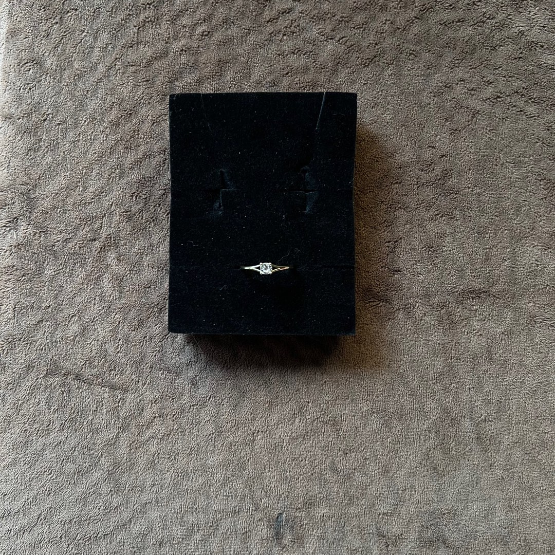 Rare dainty minimal light gold toned ethereal stone engagement style ...