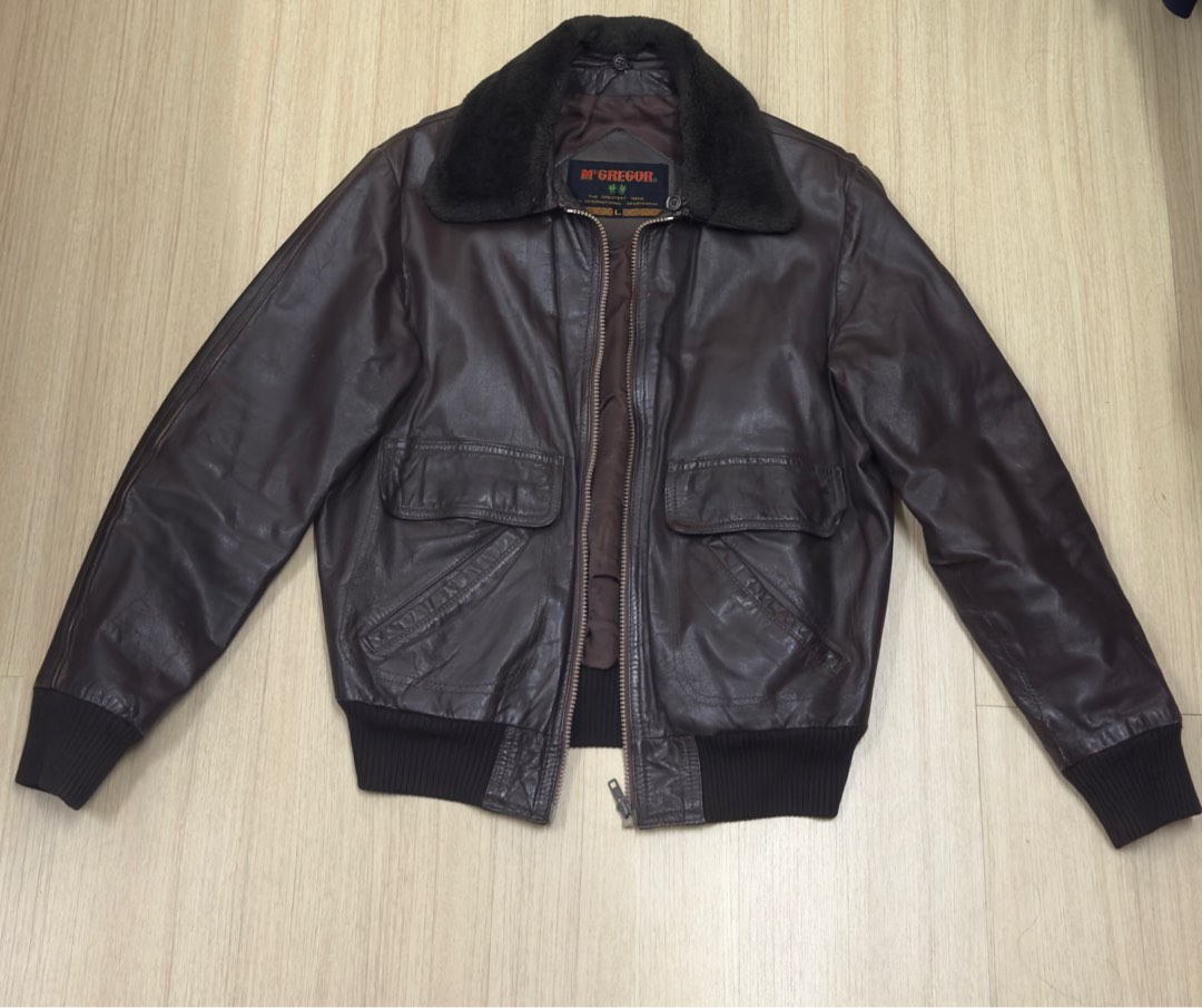 80s Vintage Mc Gregor leather bomber / flight jacket, Men's Fashion, Coats, Jackets and ...