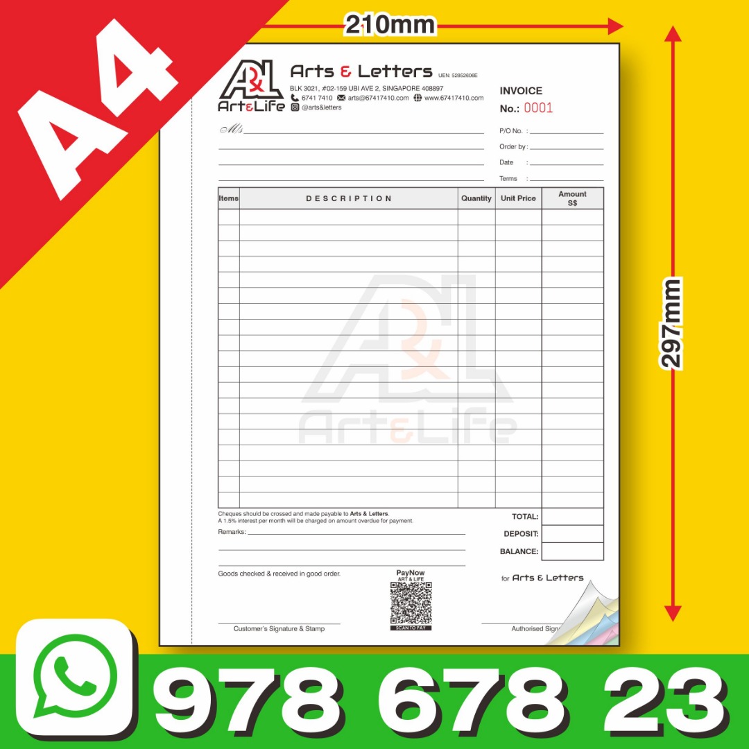 A4 SIZE FREE ARTWORK Customise Design & Printing of Invoice / Delivery ...