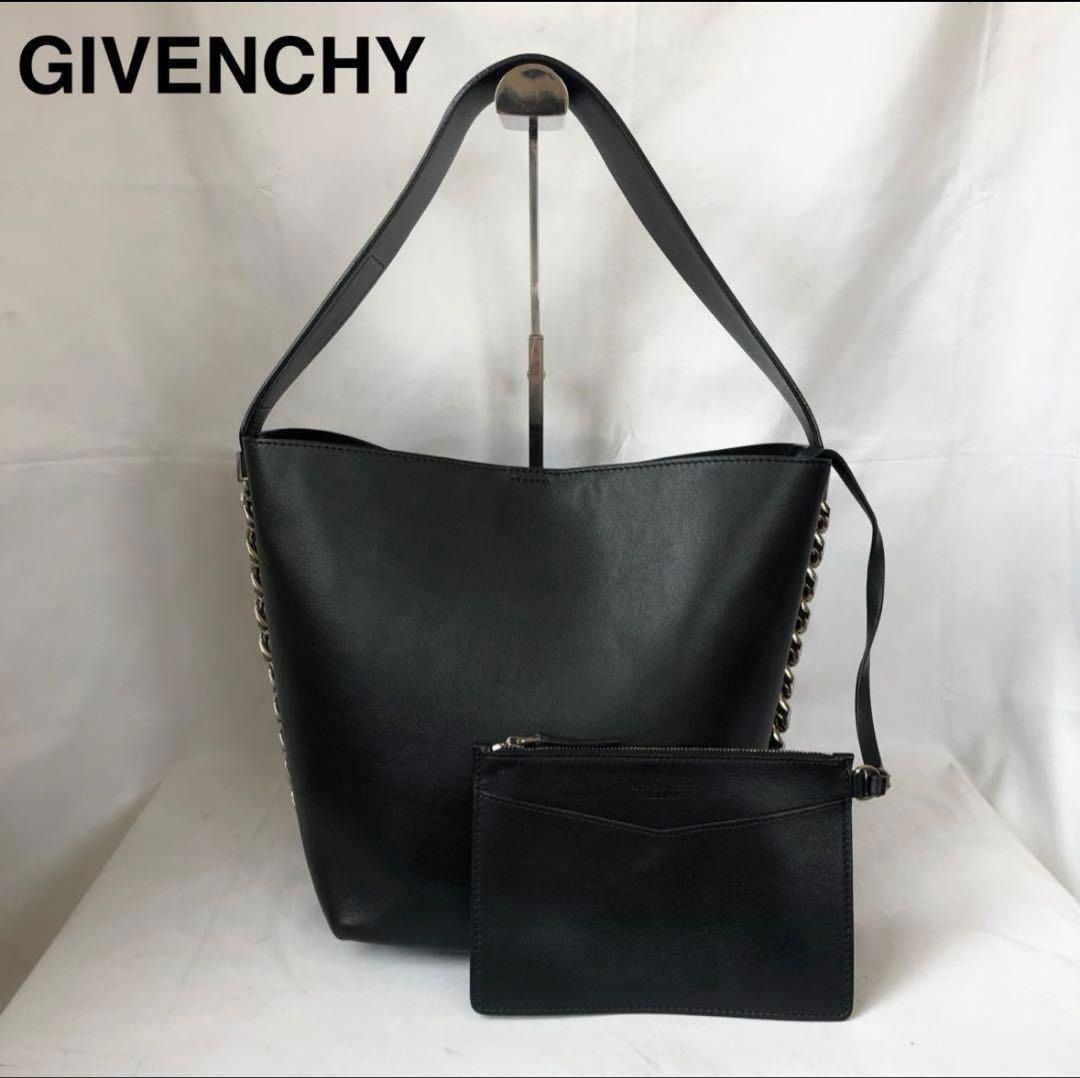 Authentic Givenchy Infinity Tote Bag Bucket Black Chain w/ Certificate ...