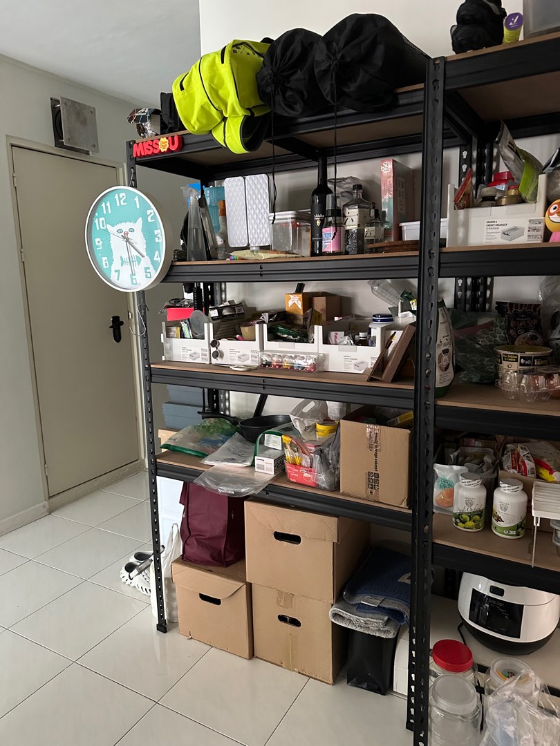 Black FUll Metal Boltless Rack for HDB BTO bomb shelter storeroom on ...