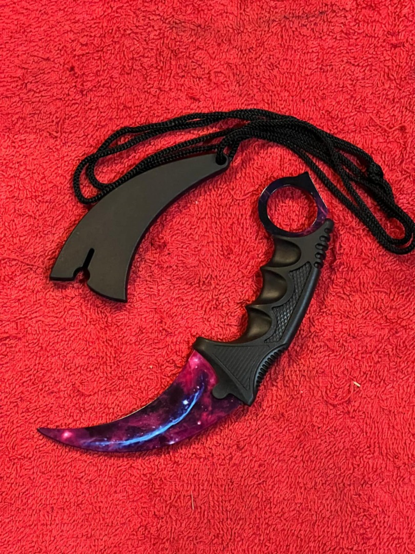 Blunt Edges CSGO Purple Blue Lightning Karambit with Sheath, Hobbies ...
