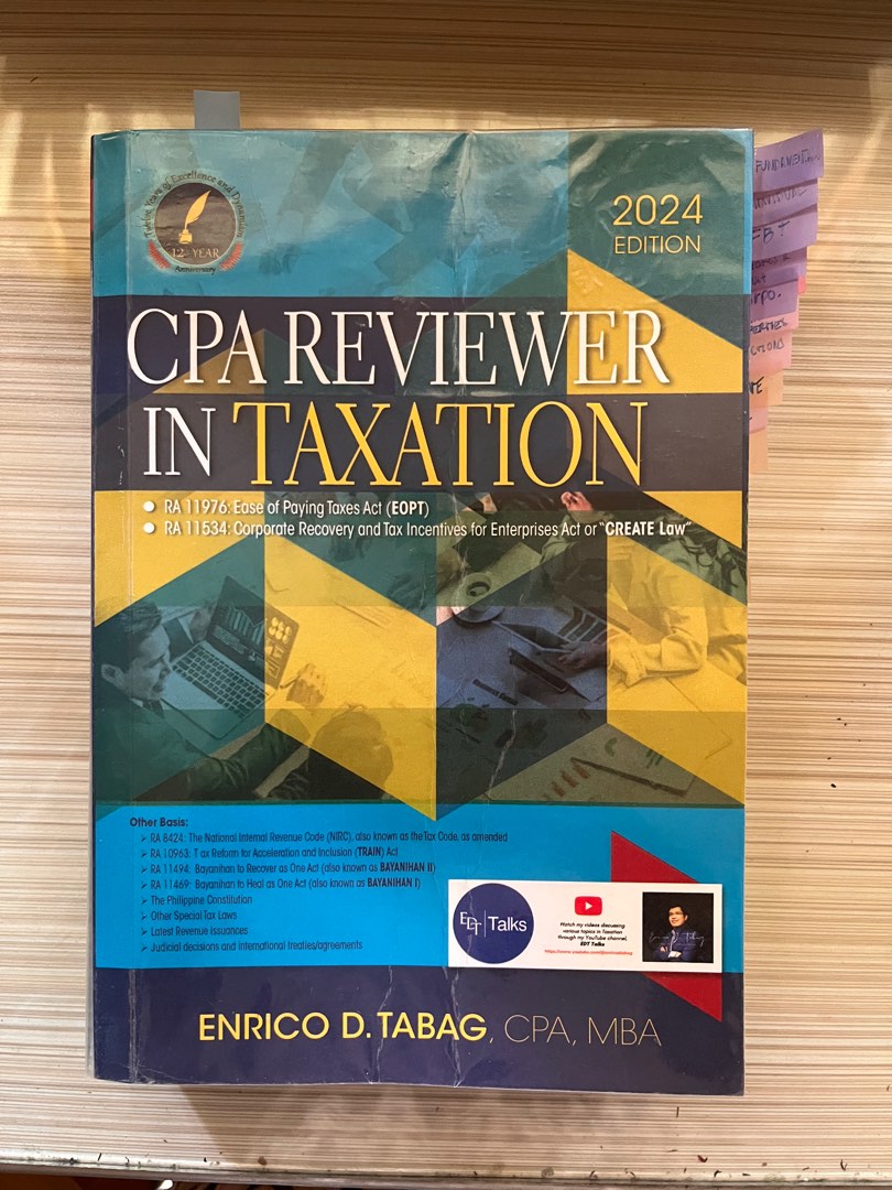 CPA REVIEWER IN TAXATION 2024 by TABAG, Hobbies & Toys, Books ...