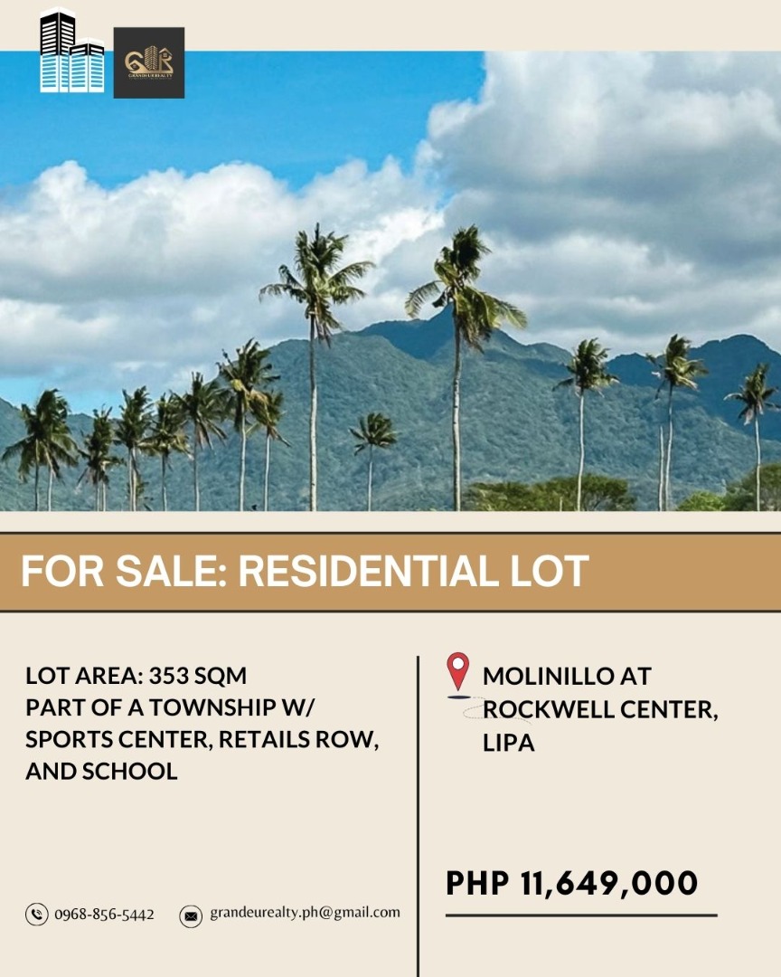 For Sale Residential Lot located in Molinillo Rockwell Center Lipa ...