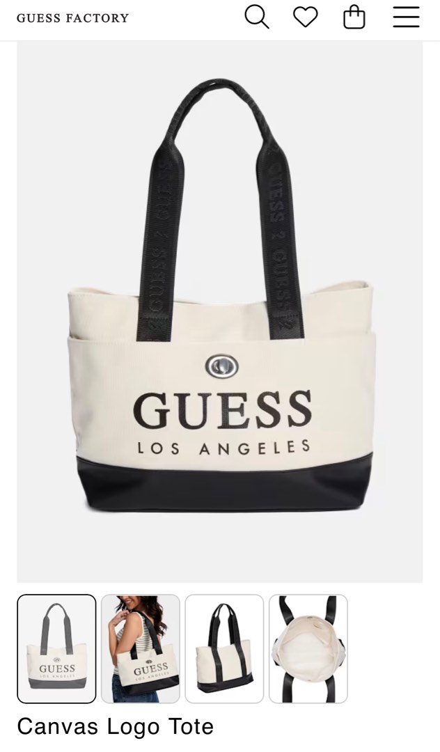 Guess Canvas Logo Tote Bag, Women's Fashion, Bags & Wallets, Tote Bags ...