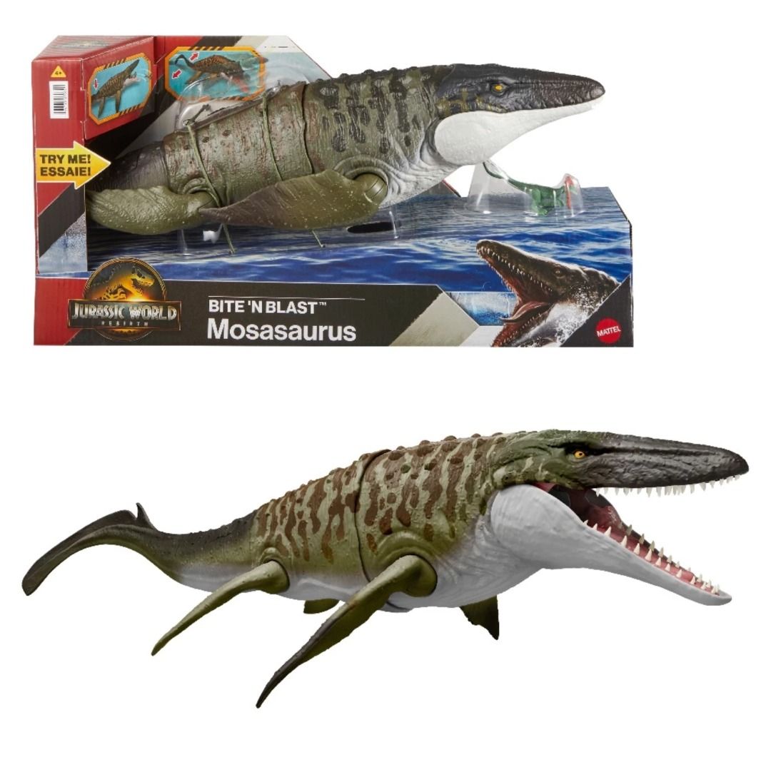 Jurassic World: The Rebirth Bite N Blast Mosasaurus Action Figure and ...