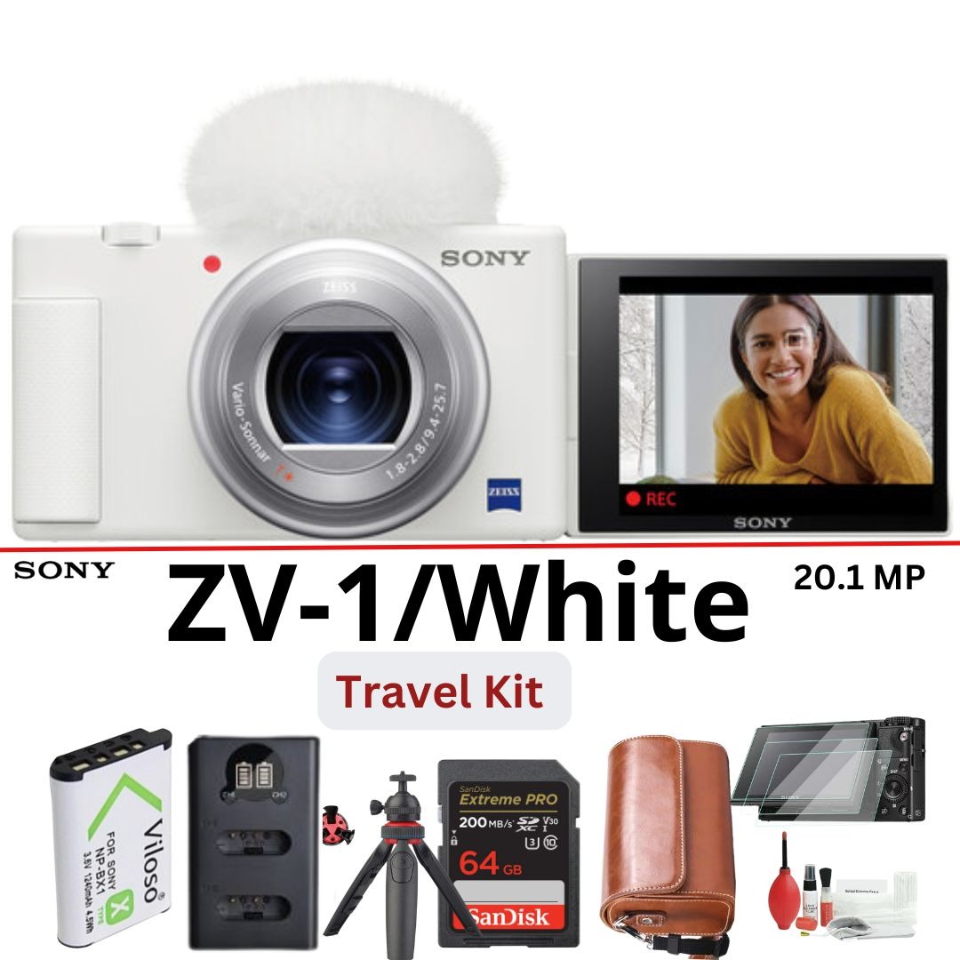 Sony ZV-1 ( White ) Travel Kit for Vlog Vlogger Vlogging ZV1 ...