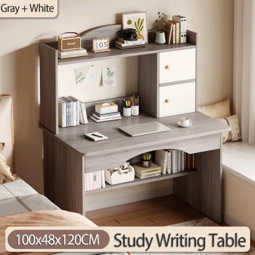 Study Table With Shelf | Writing Table With Drawers | Computer Table For Home | Laptop Table ...