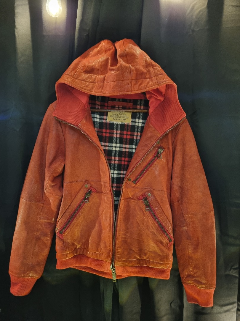 Vintage legit original avirex goat leather hooded jacket interior nova ...