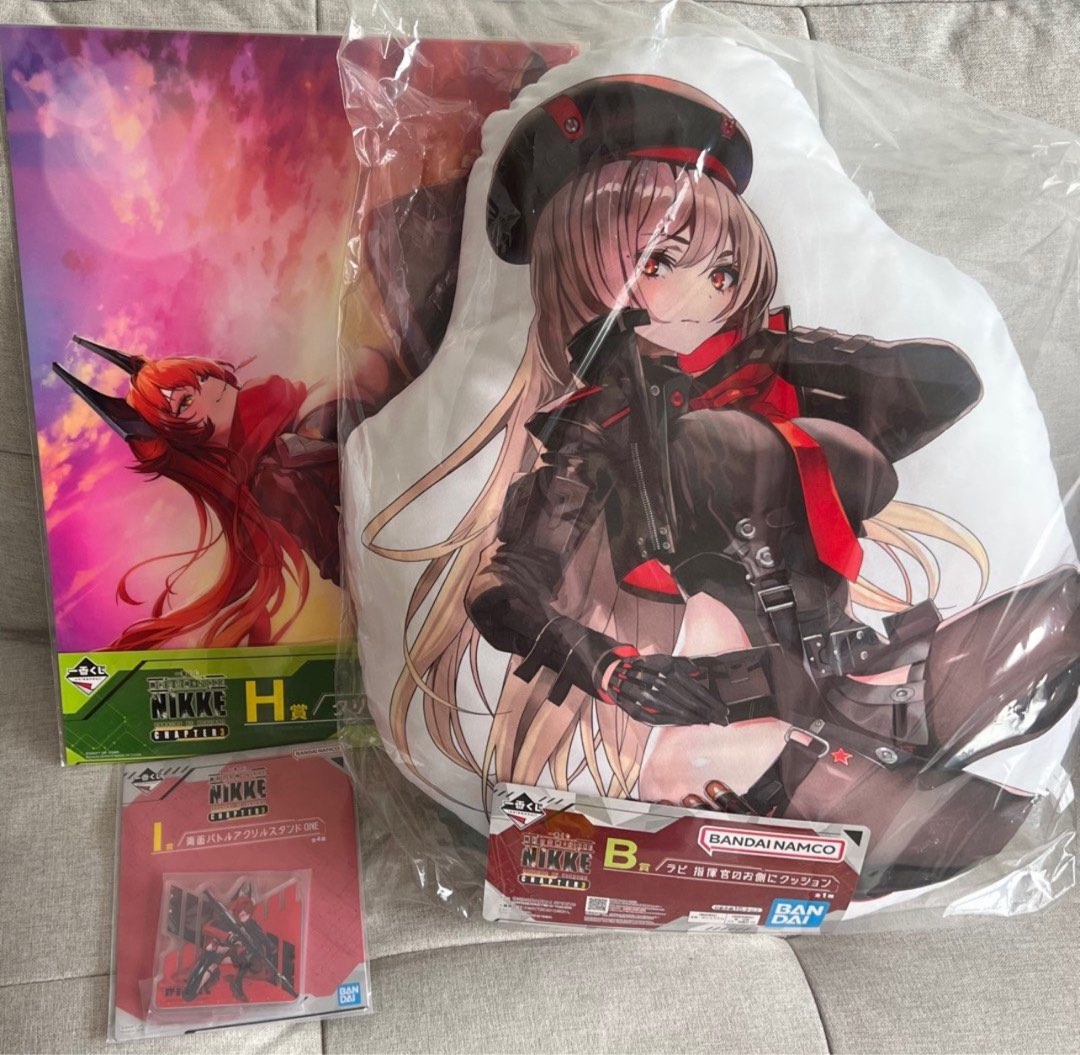 All for $35 Nikke kuji rapi prize B pillow red hood plastic poster and ...