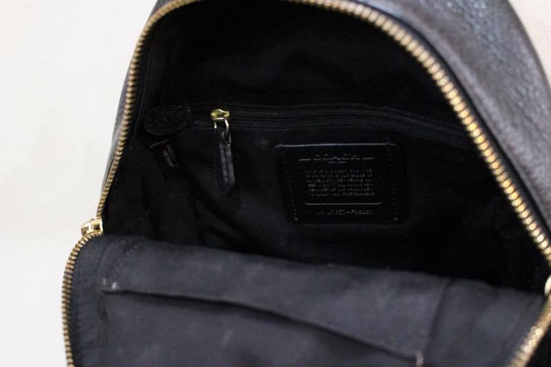 COACH Leather Mini Backpack F38263 Charlie Pebbled Leather Black x Gold ...