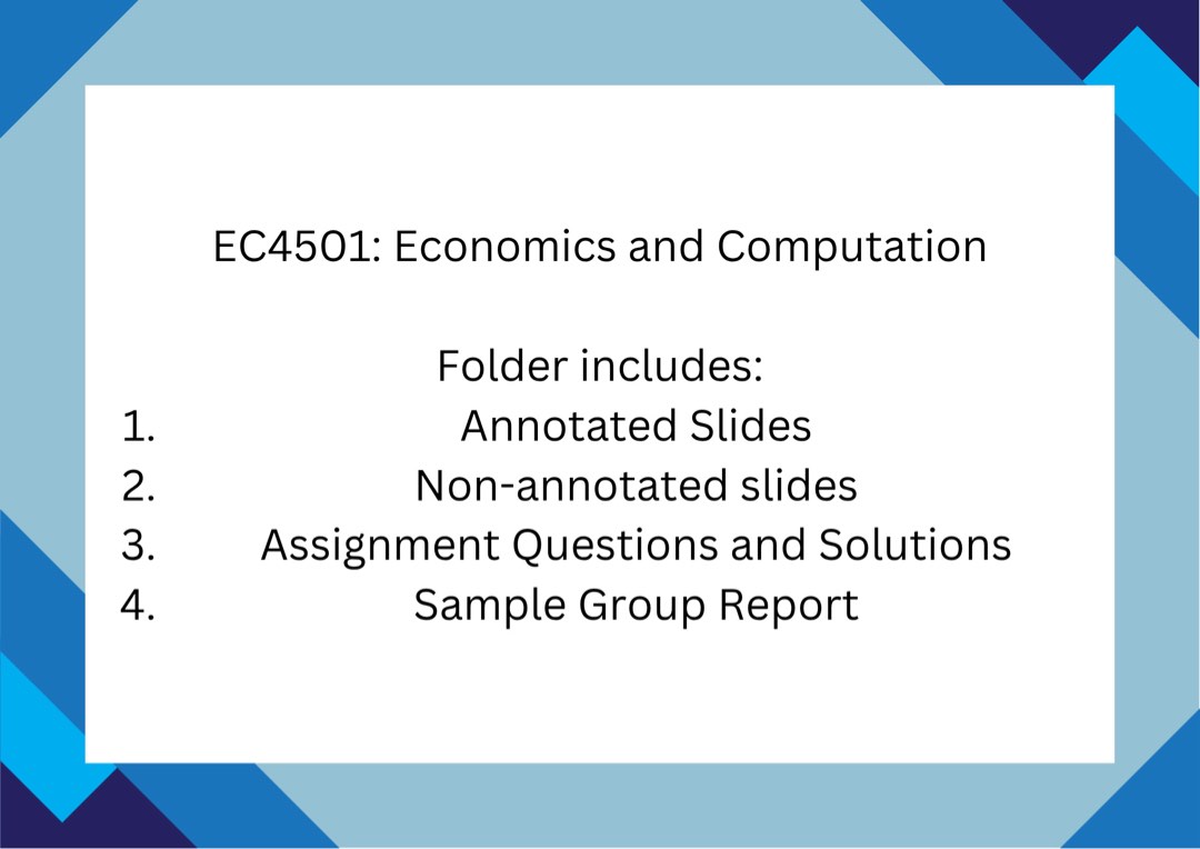 EC4501: Economics and Computation, Hobbies & Toys, Books & Magazines ...