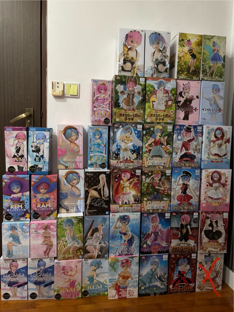 [ENTIRE SET - $200] 40 boxes of anime Re:zero ram/rem/carmilia figurine ...
