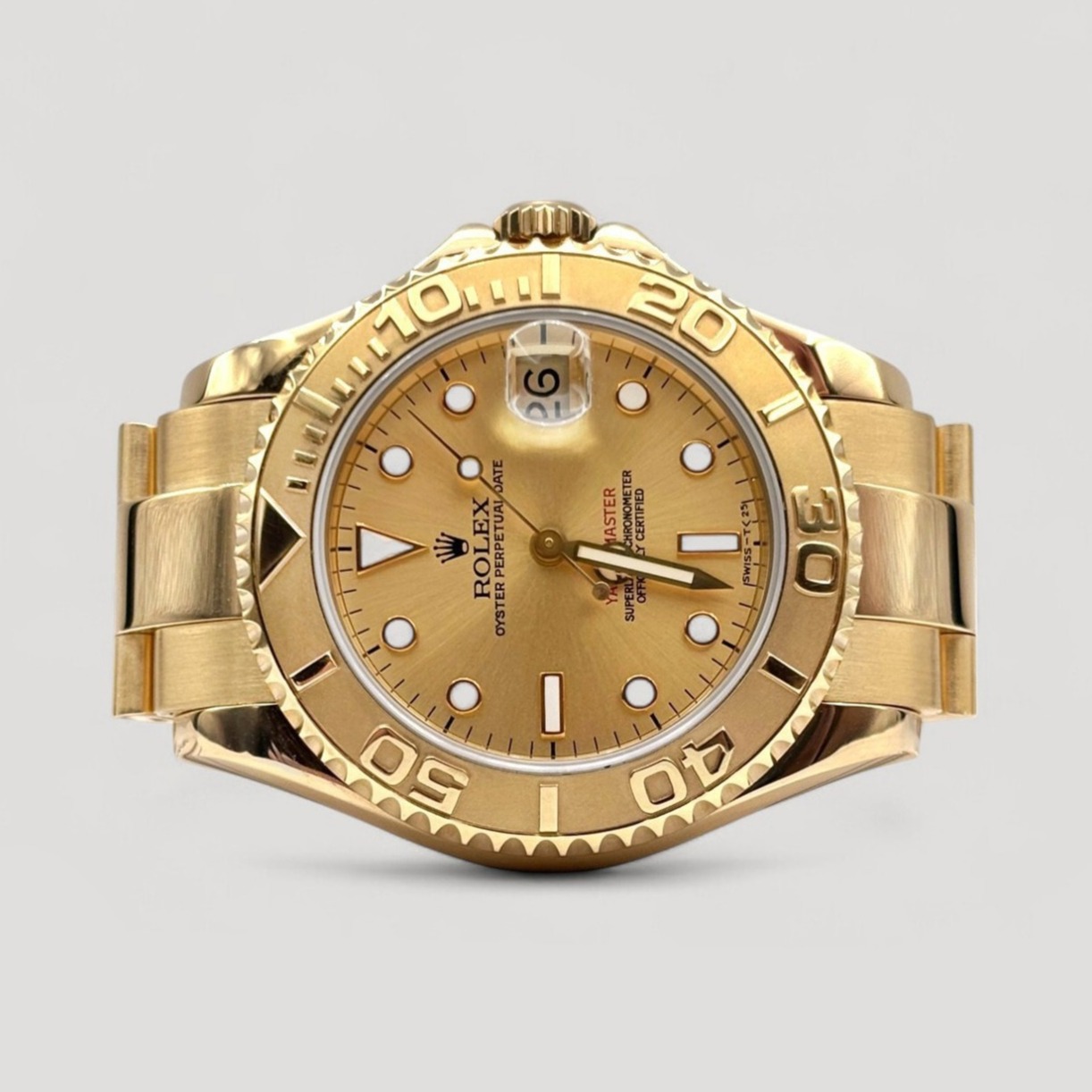Mint Rolex Yacht Master Champagne Yellow Gold 35mm 68628, Luxury, Watches on Carousell