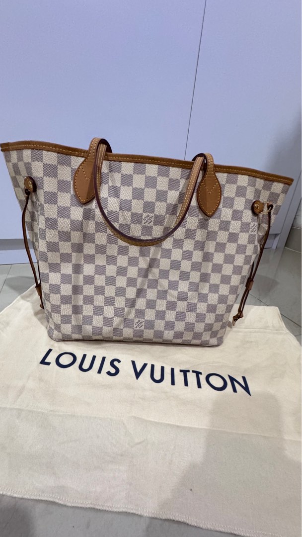Tas LV neverfull Damier Azure Original authentic, Fesyen Wanita, Tas ...