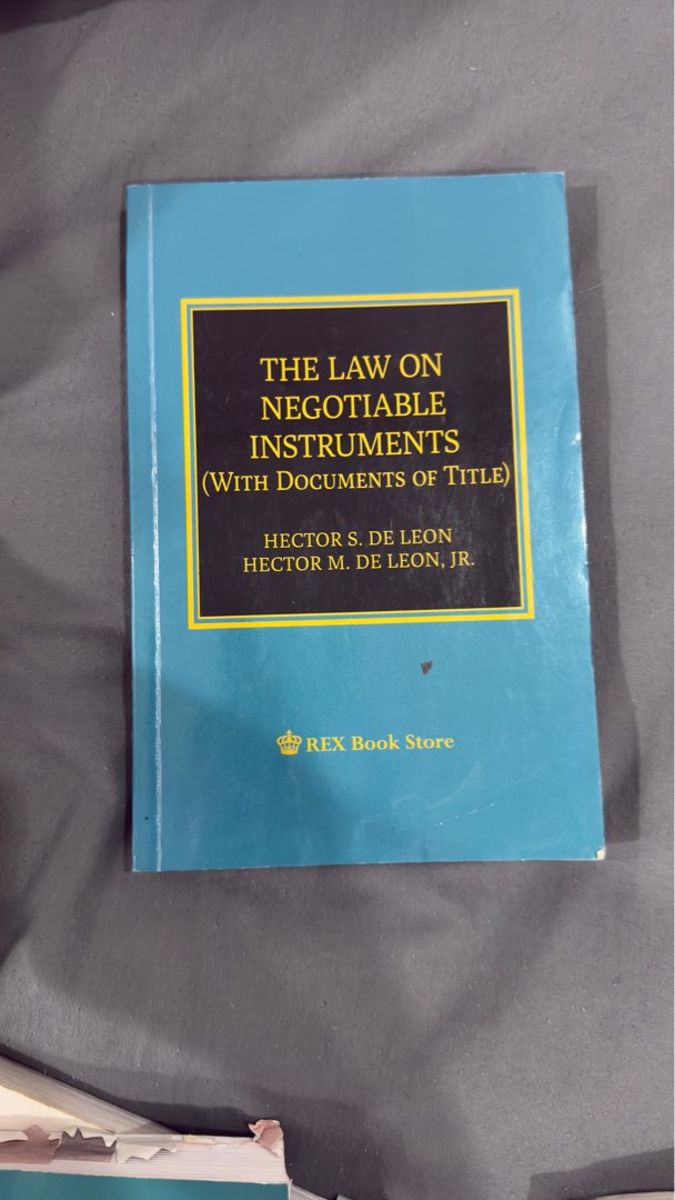 The Law on Negotiable Instruments ( De Leon), Hobbies & Toys, Books ...