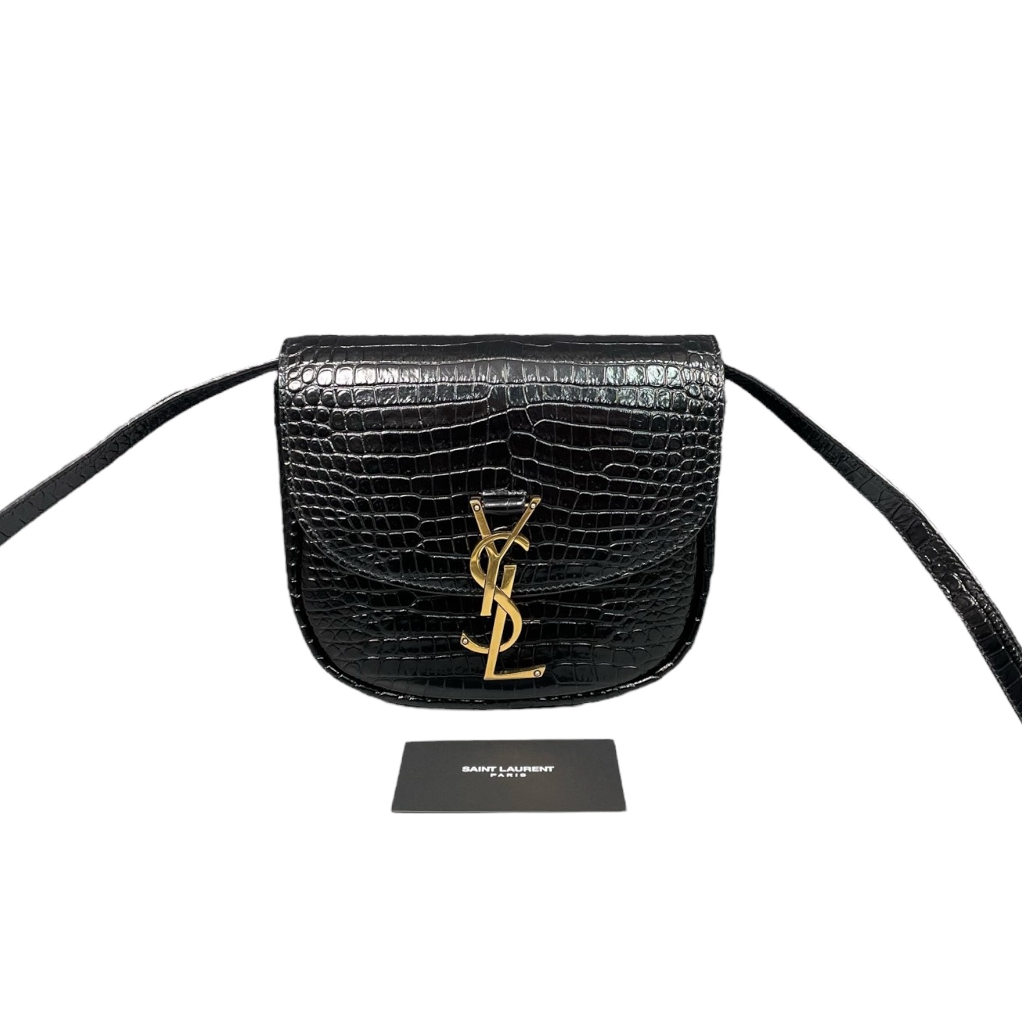 YSL Saint Laurent Small Kaia Satchel in Black Crocodile Embossed ...