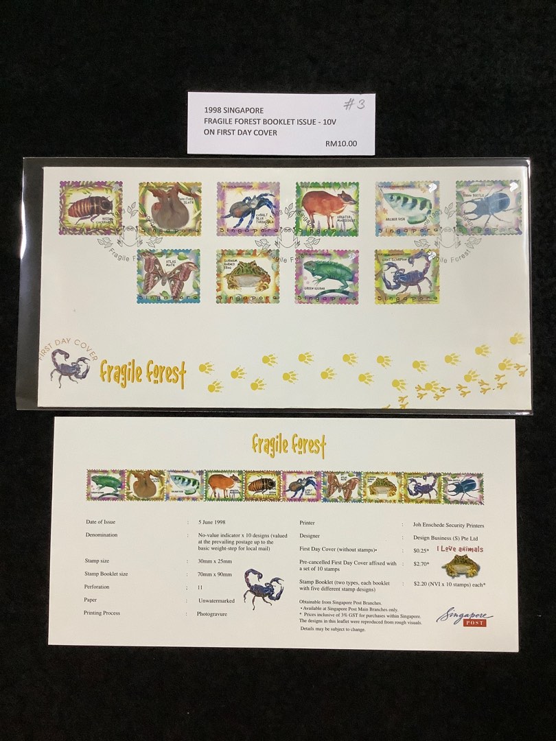 1998 Singapore Fragile Forest Booklet Issue- 10V On First Day Cover ...