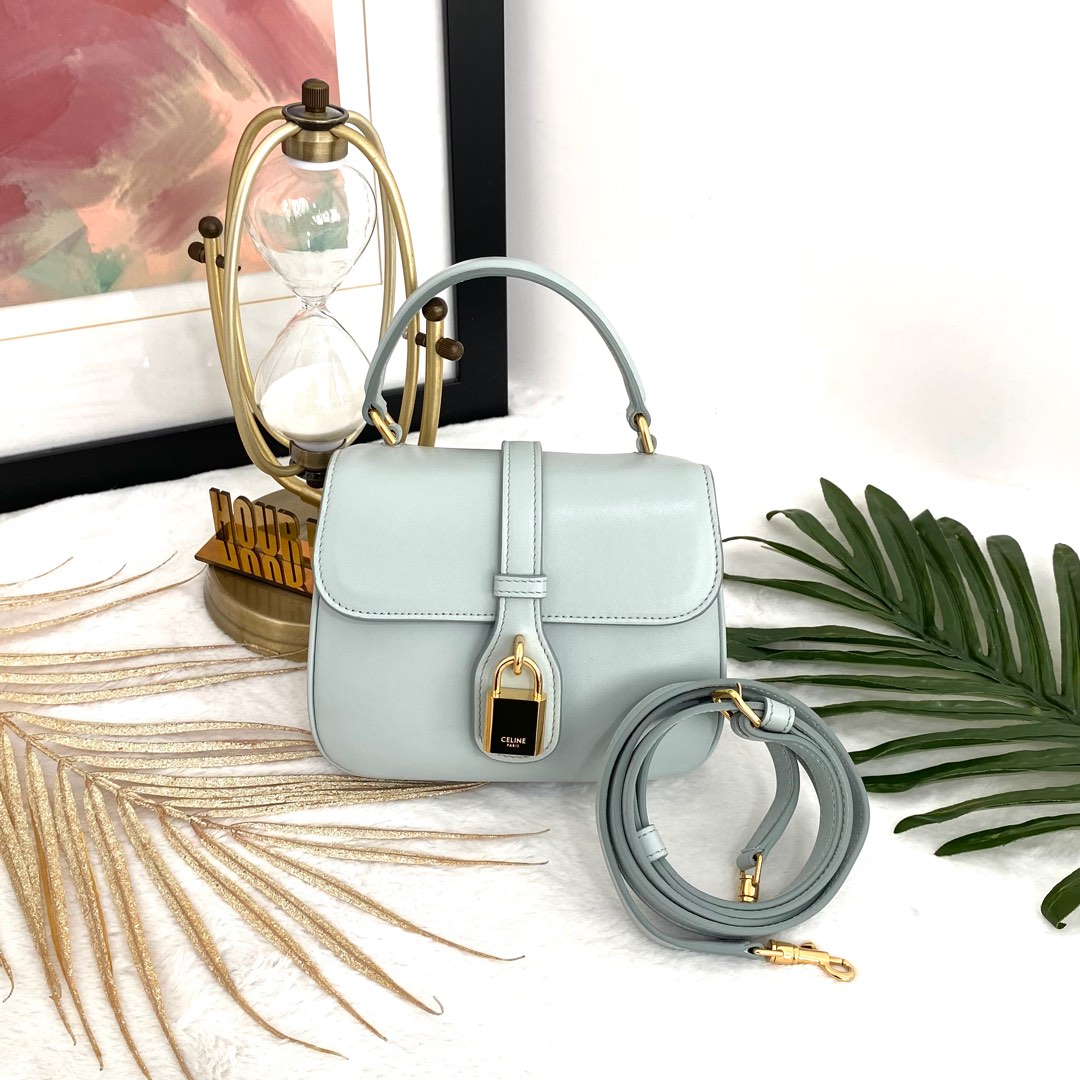 💯% Authentic Celine Baby Blue Smooth Calfskin Mini Tabou 2way Top ...