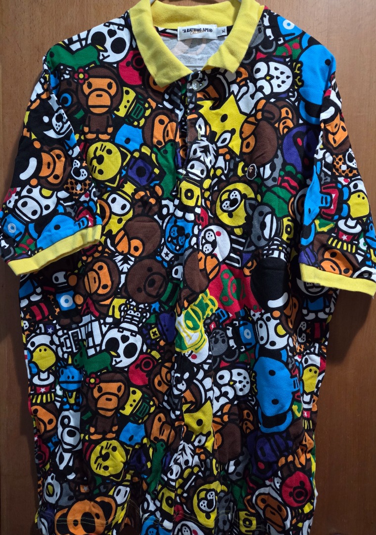 A Bathing Ape Milo Animal Safari Polo - Size XL, 男裝, 上身及套裝, T-shirt、恤衫、有領衫 - Carousell