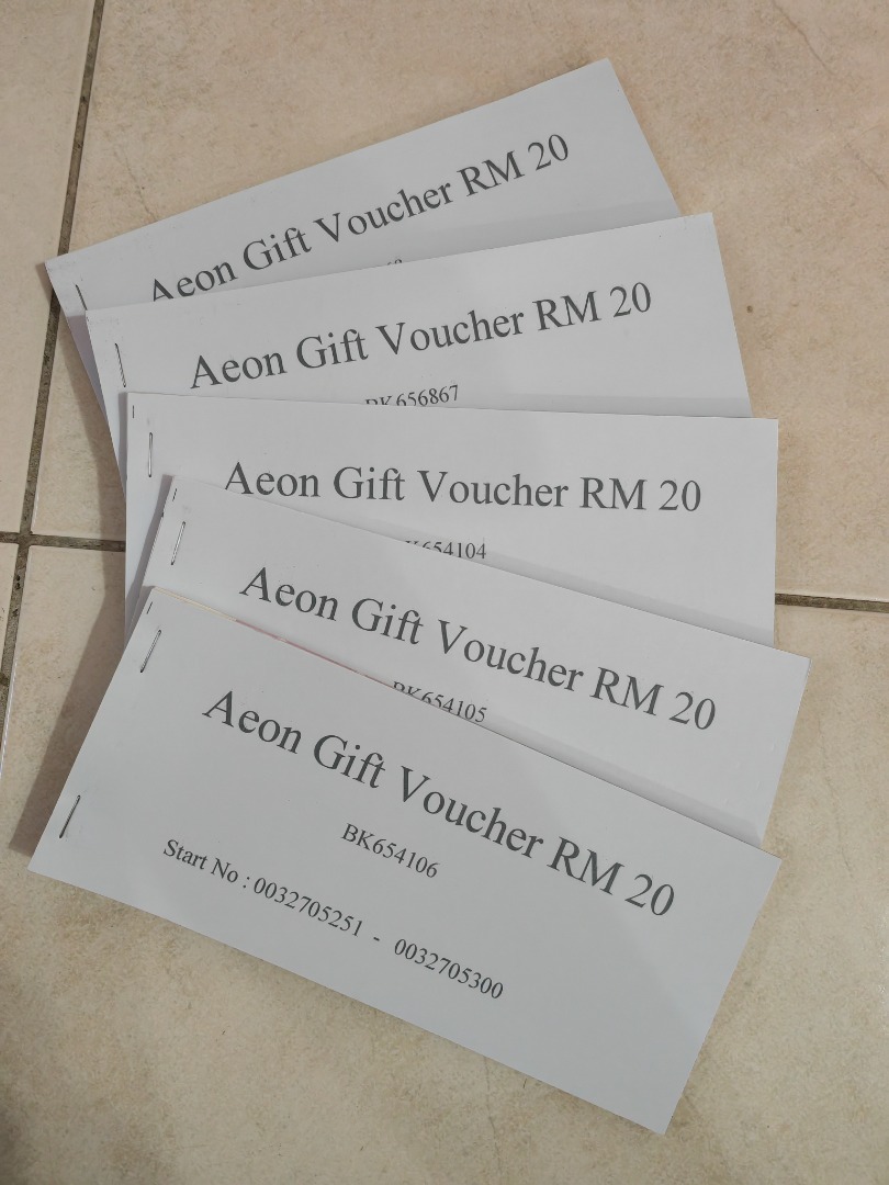 AEON GIFT VOUCHER RM20 ( RM1000 ), Tickets & Vouchers, Vouchers on ...