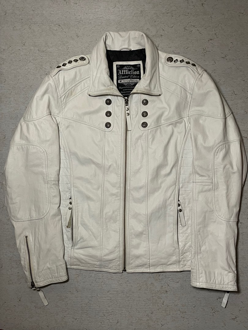 AFFLICTION WHITE GENUINE LEATHER JACKET (LIMITED EDITION), Men's ...