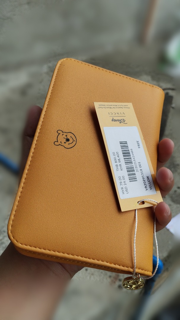 DISNEY WALLET MUSTARD POOH WITH CARD SLOT, Women's Fashion, Bags ...