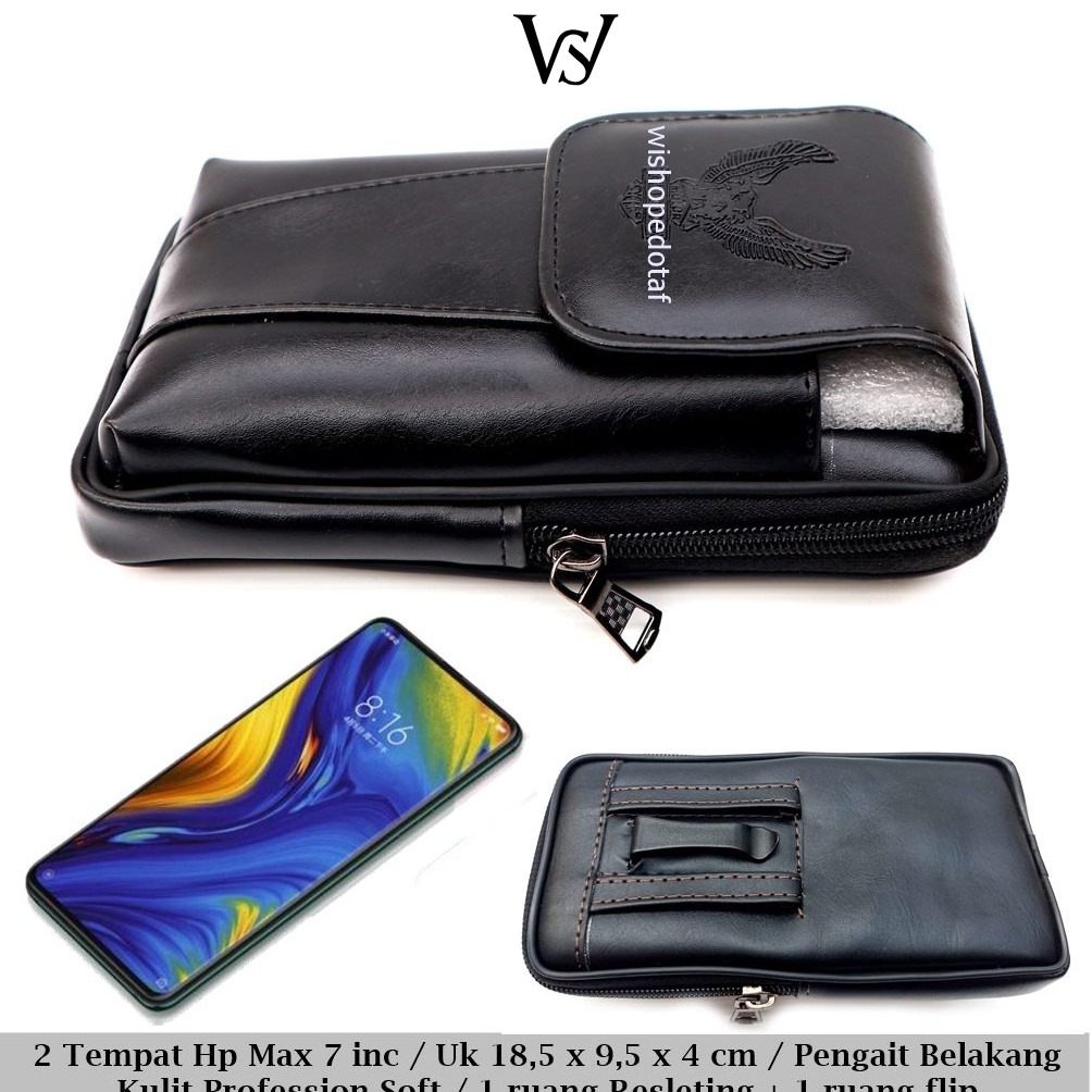 Dompet Kulit Hp Pria Combi Emboss Soft Max 7 Black, Fesyen Pria, Tas ...
