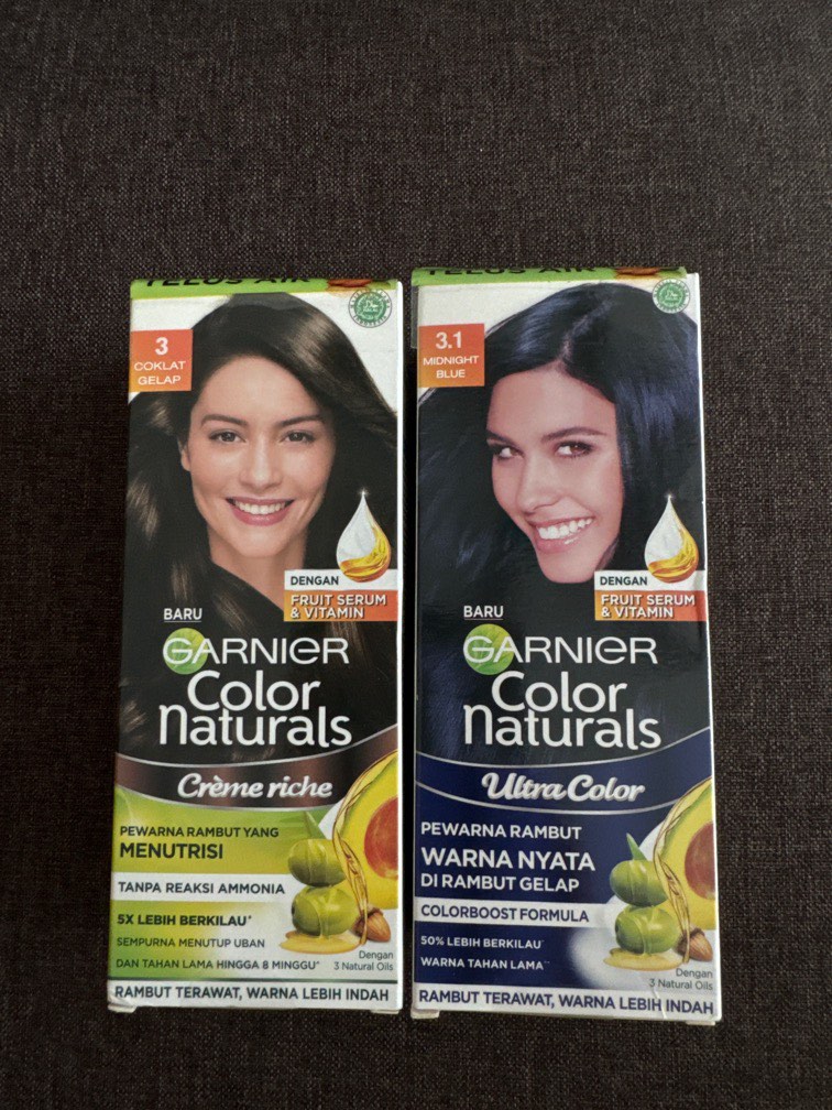 Garnier Color Naturals Coklat gelap & Midnight Blue, Beauty & Personal ...
