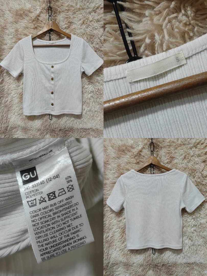 GU crop shirt white, Women's Fashion, Tops, Shirts on Carousell