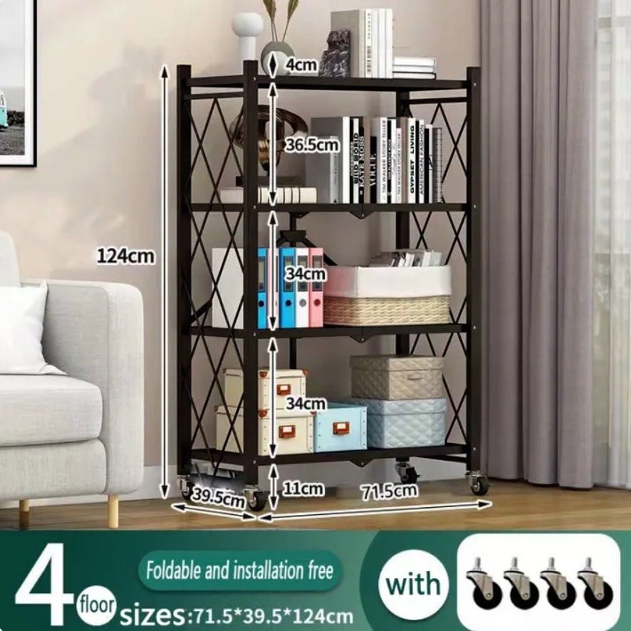 Multi Tier Shelf Rack | Foldable Storage Rack | Rolling Organizer Shelf ...