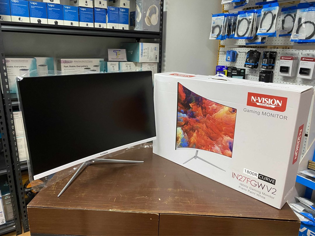 "Nvision IN27FGW White 27"" 180Hz VA Frameless Curved Gaming Monitor ...