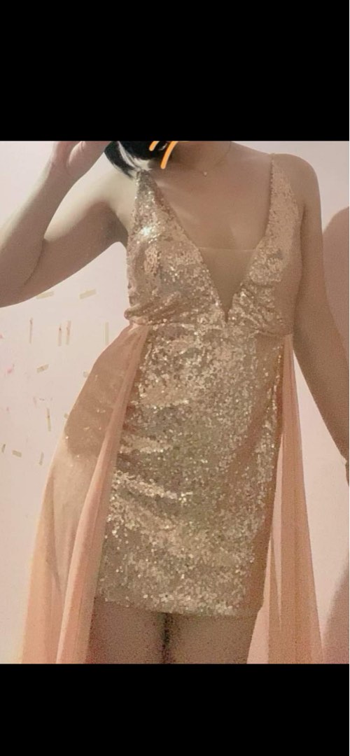 Peach Shiny Cocktail dress, Women's Fashion, Dresses & Sets, Evening ...